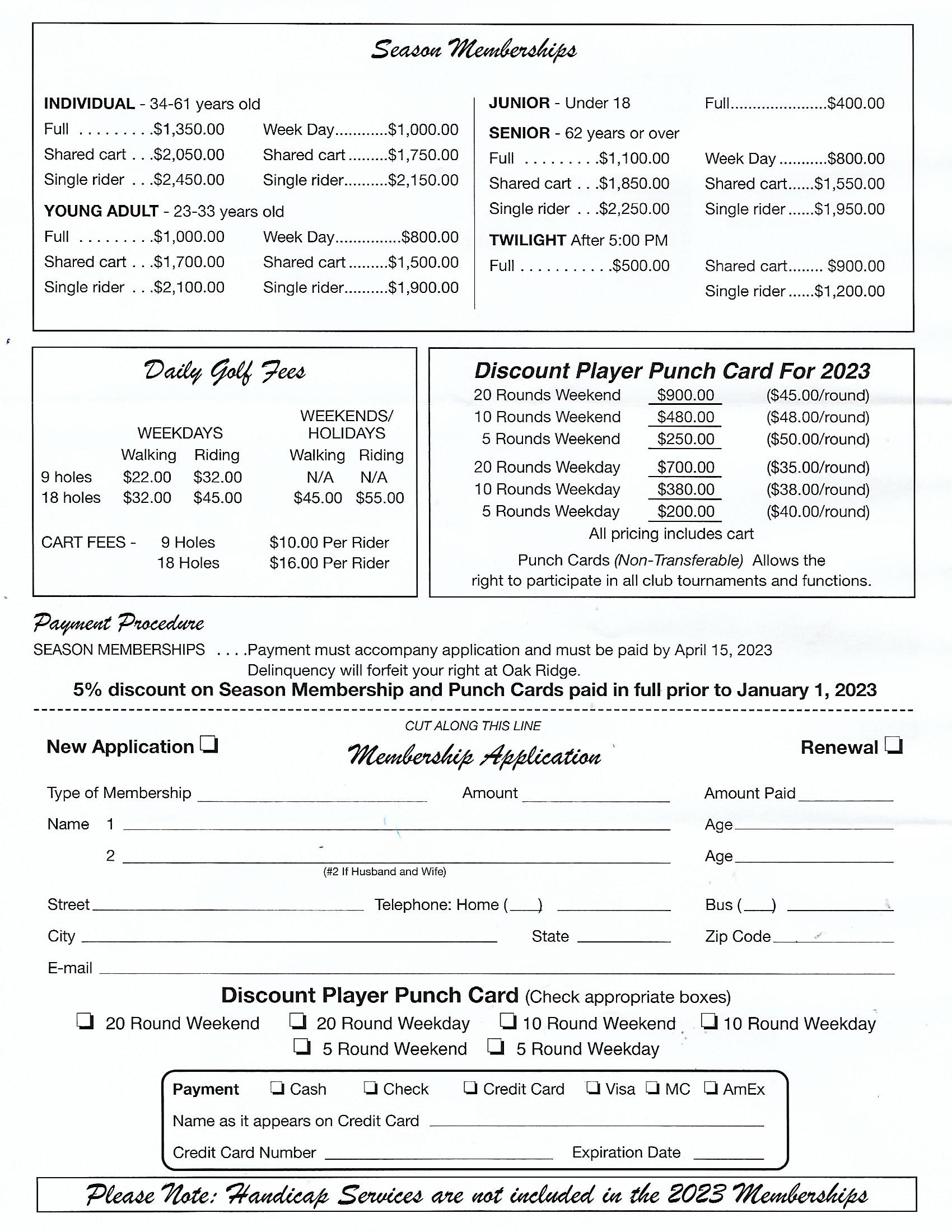 Season Membership - Oak Ridge Golf Club